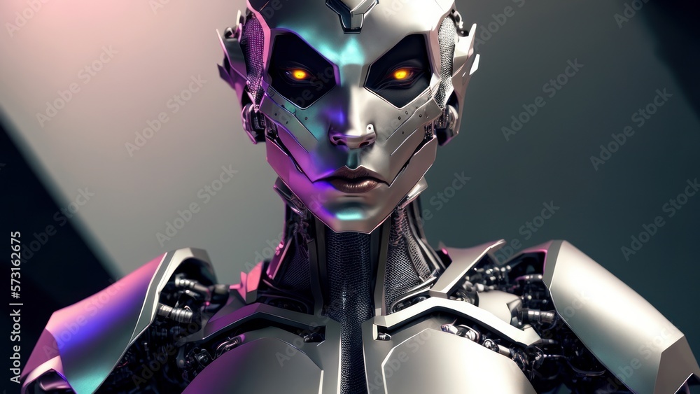 Futuristic humanoid robot with sleek design showcased in a metallic ...