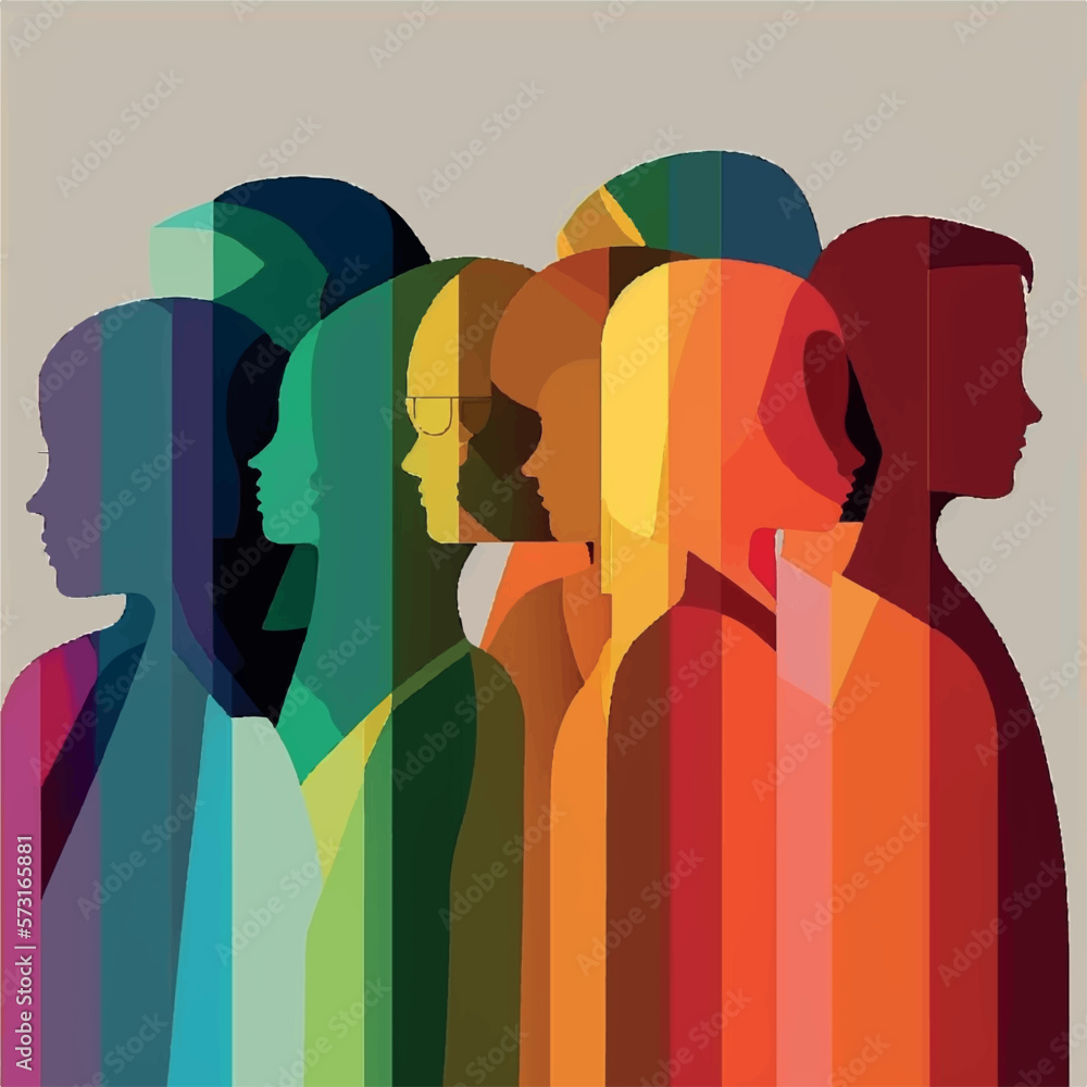 Anonymous Silhouette Of Group Of People Looking Each Other There Is A