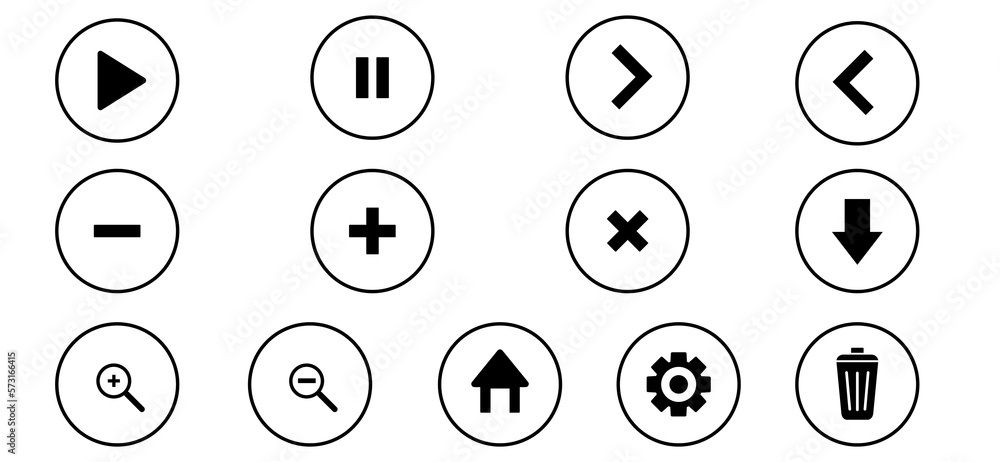 Computer back and forward buttons icons set on transparent background ...