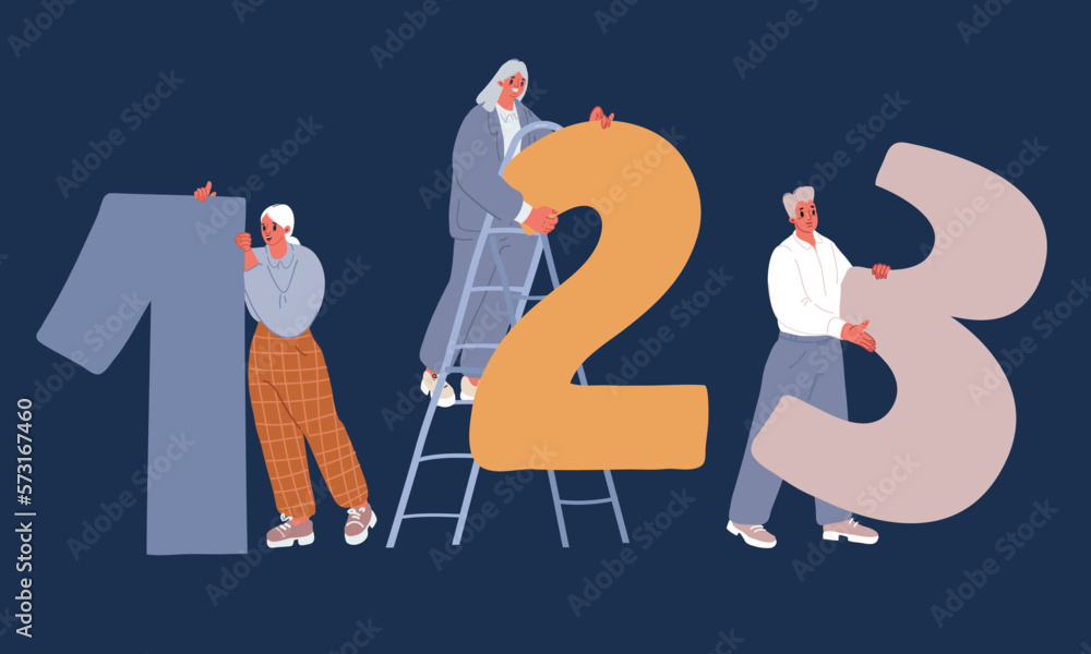 Cartoon vector illustration of people hold one,two, three number. Man ...