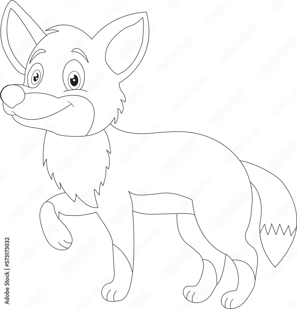 Fox animals outline vector illustration line art drawing Stock Vector ...