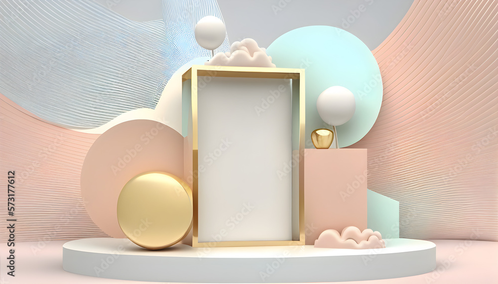 AI Generated, 3D product display stage with lighting, cosmetic product ...