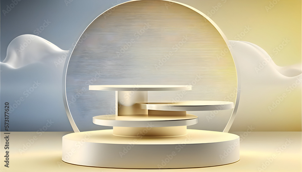 AI Generated, 3D product display stage with lighting, cosmetic product ...