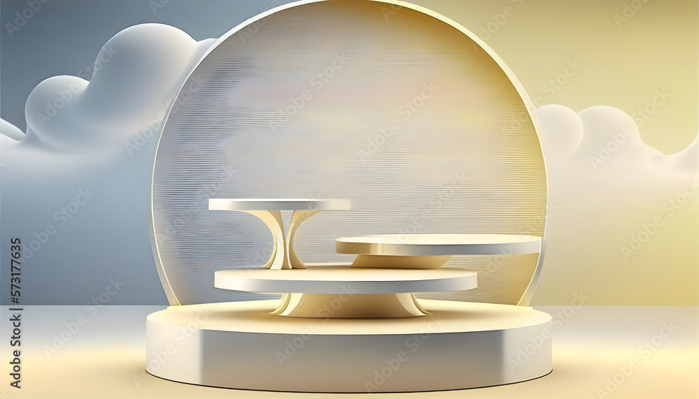AI Generated, 3D product display stage with lighting, cosmetic product ...