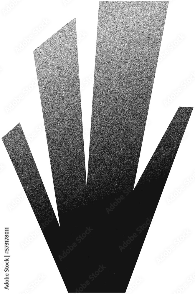 Geometric form with noisy gradient. Black sharp element with grainy ...