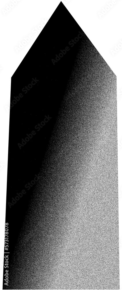 Geometric form with noisy gradient. Black element with grainy texture ...