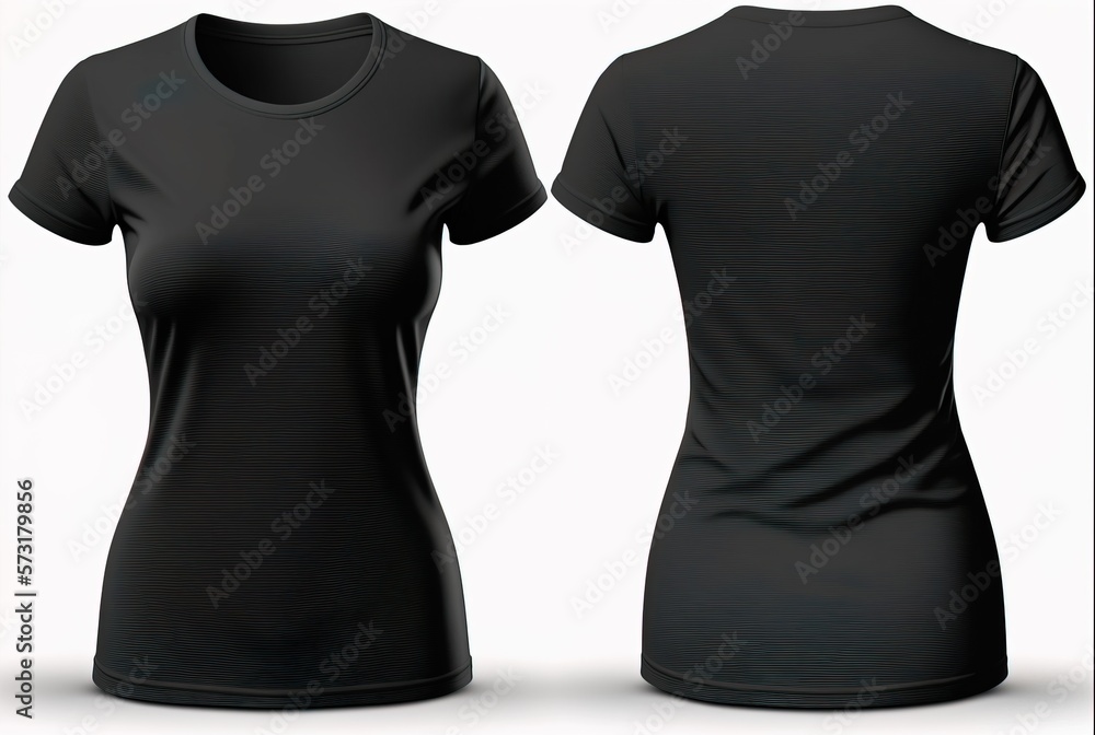 Female Empty Black T Shirt Template Invisible Model Body Empty
