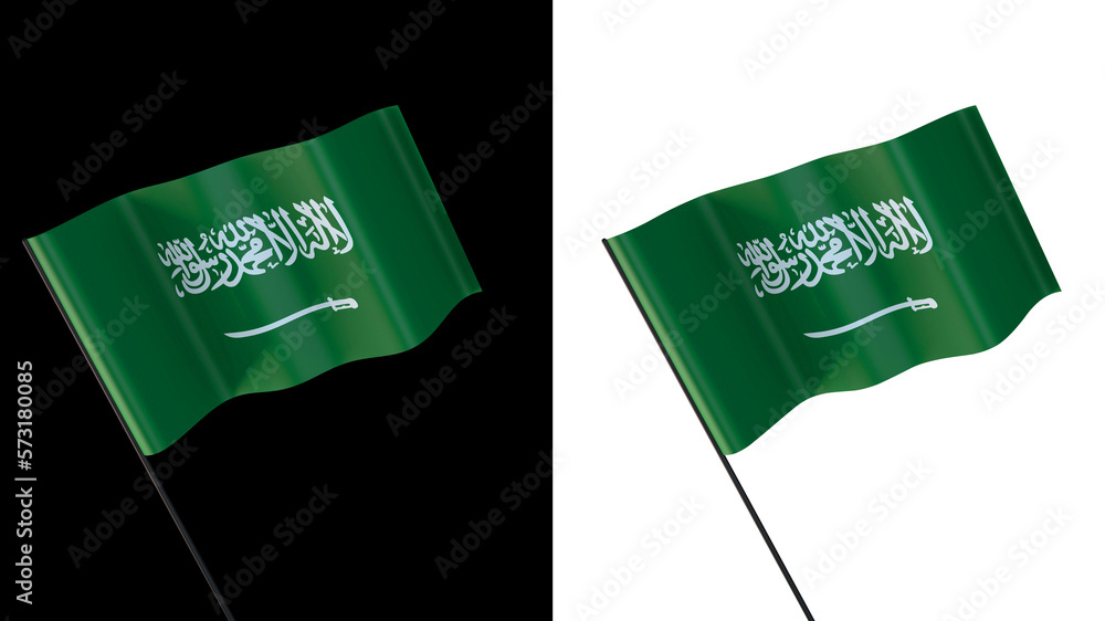 Flag of saudi arabia on white and black backgrounds Stock Illustration ...