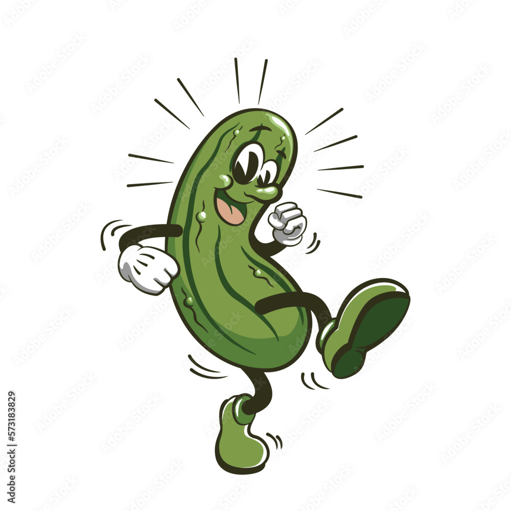vector illustration charakter mascot food cheerful dancing pickles Stock Vector | Adobe Stock