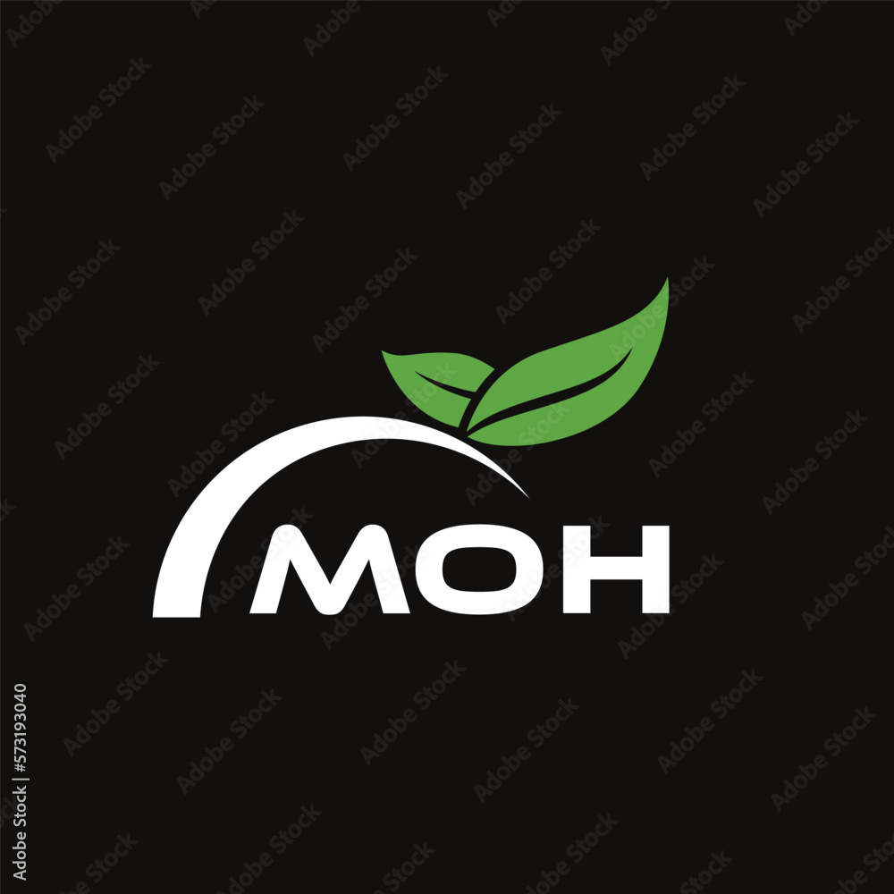 MOH letter nature logo design on black background. MOH creative ...