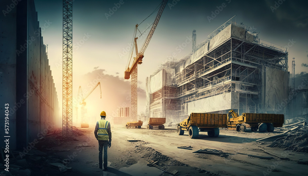 Photo & Art Print Construction Site of a High-Rise Building. A.I ...