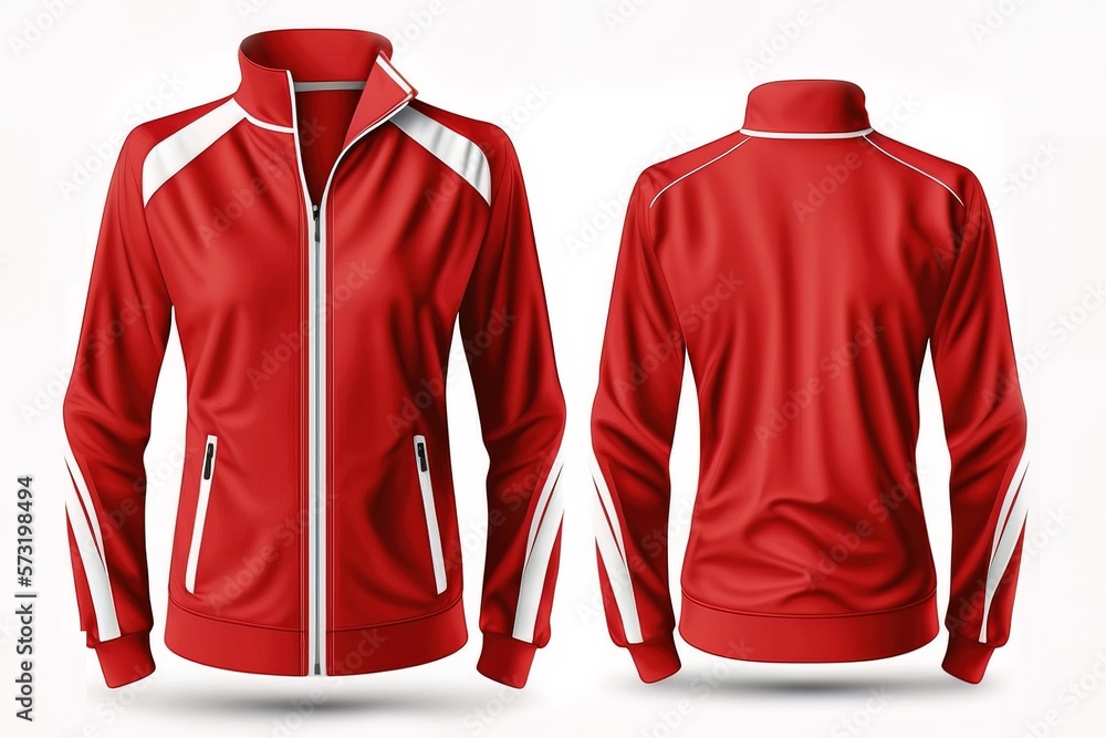Red jacket for men, blank template for graphic design front and back ...