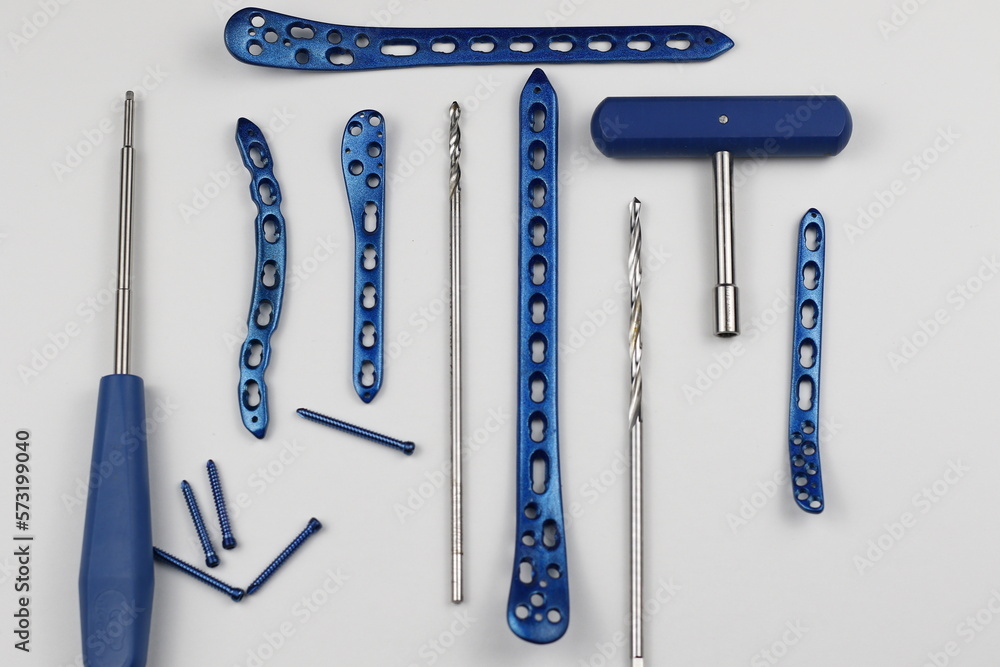 Surgical plates for osteosynthesis in case of bone fractures Stock ...