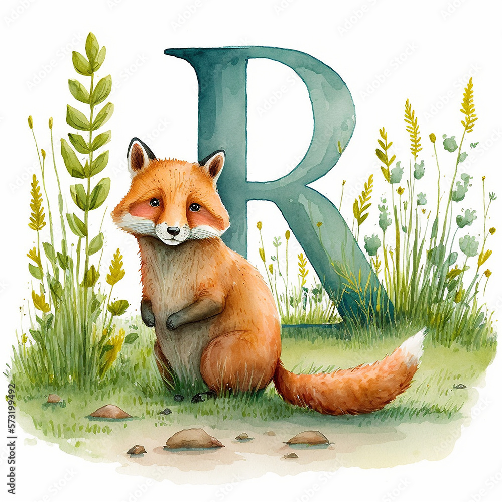 Ilustração de Raposa e a letra R: abecedário infantil, crianças ...