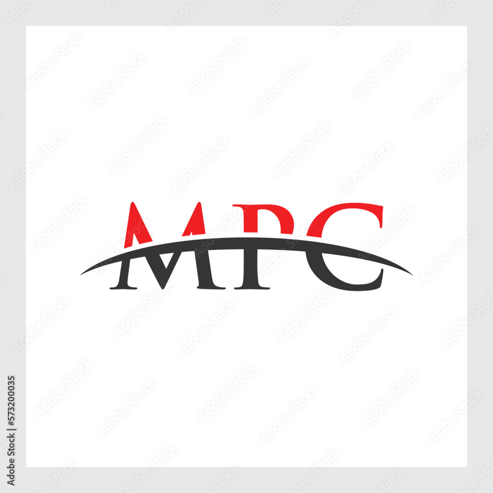 Initial letter MPC, overlapping movement swoosh horizon logo company ...