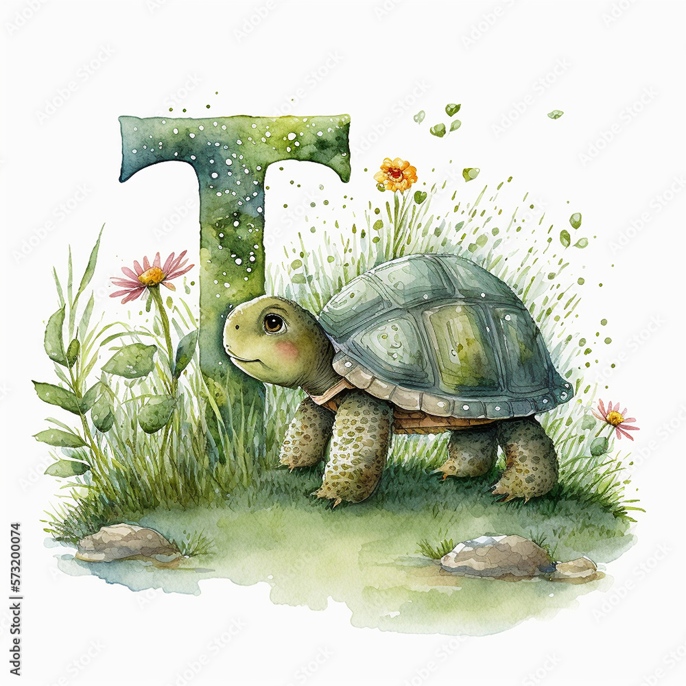 Cute Turtle and the Letter T: Exploring Nature and Learning the ...