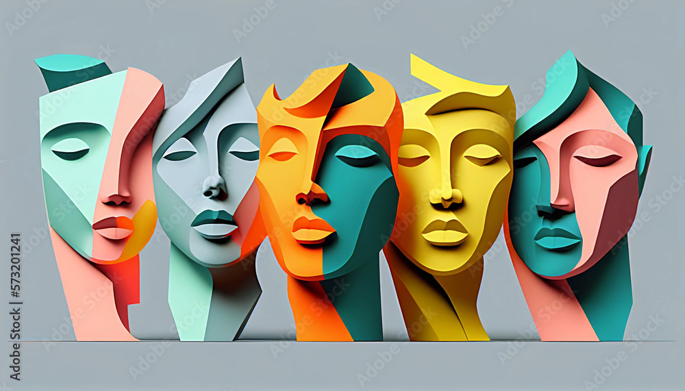 flat 3d people masks avatar faces bust set of Different men and women ...