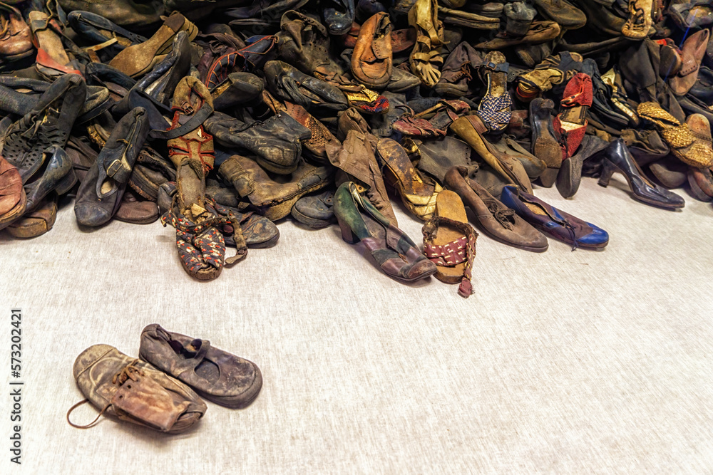 Prisoners shoes left in barracks of Auschwitz-Birkenau concentration ...