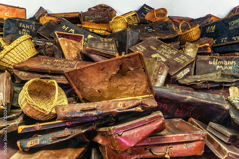 Pile of suitcases taken from prisoners at Auschwitz I Nazi ... Pile of suitcases taken from prisoners at Auschwitz I Nazi ...