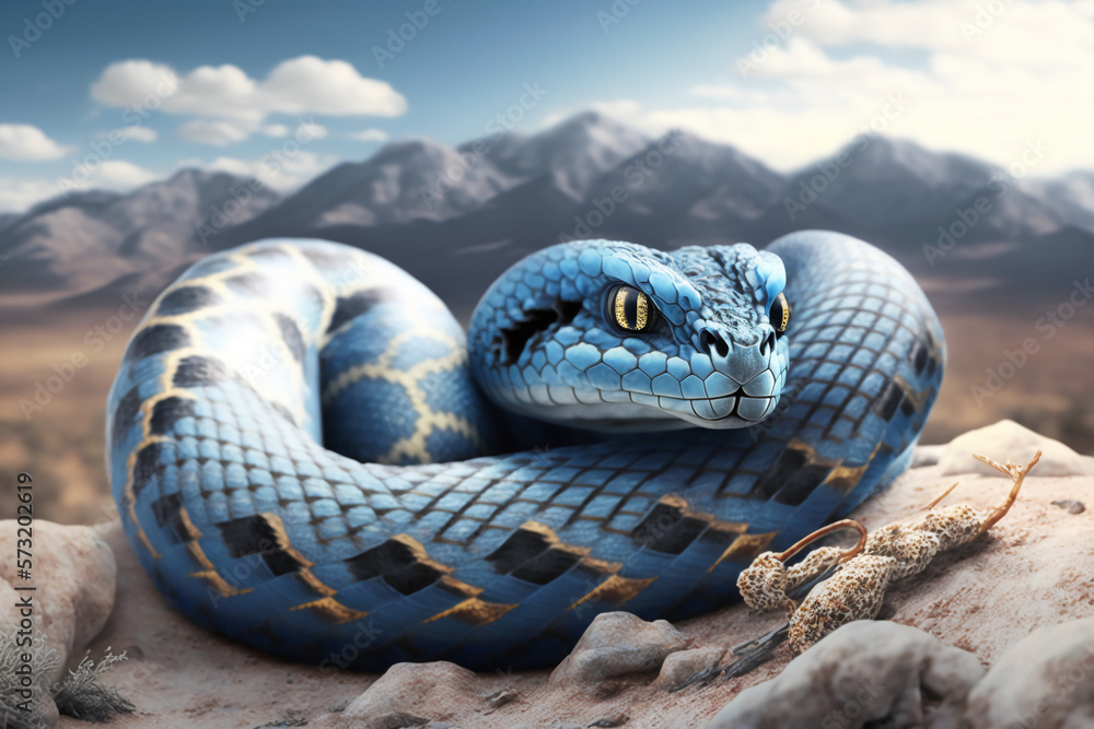 blue insularis viper snake, Trimeresurus Insularis, animal closeup, 4K ...