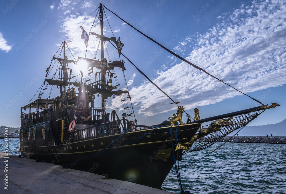 Corfu, Greece - June 14, 2021: Black Rose Pirate Ship Tour in New Port ...