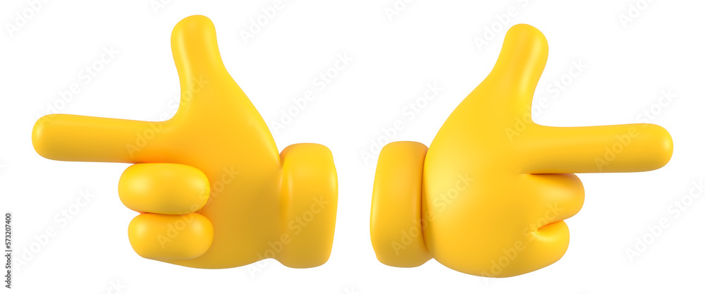Yellow emoji hand showing or pointing gesture isolated. Set of ...