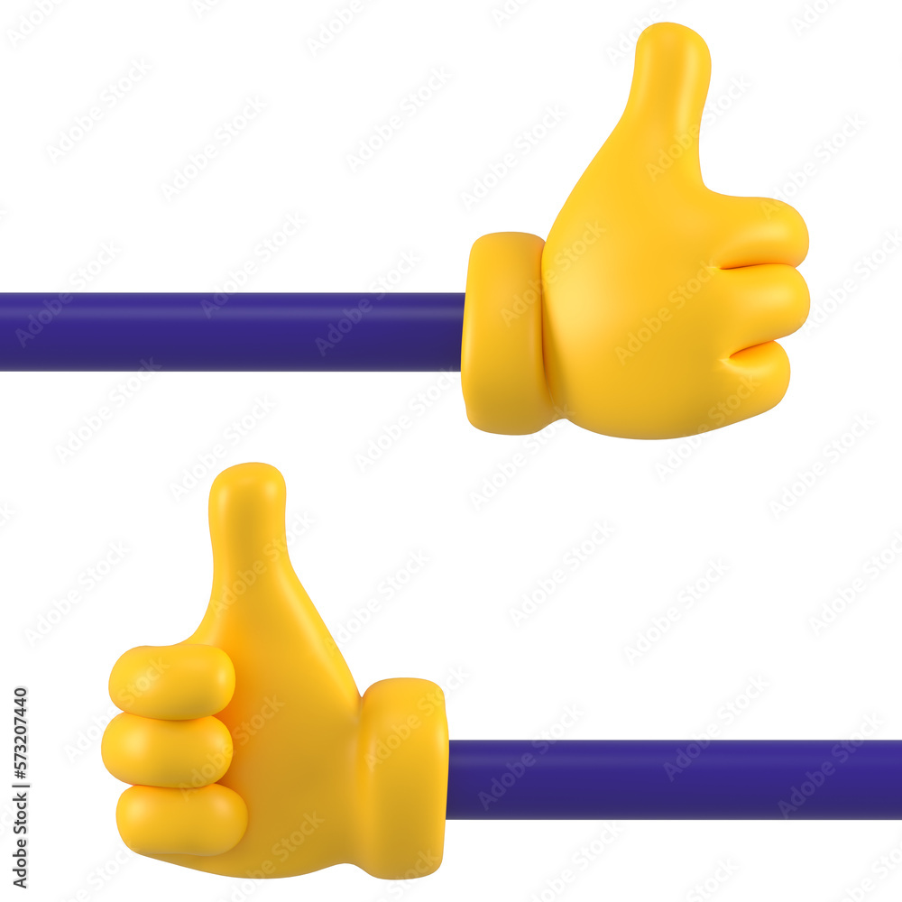 Yellow emoji hand showing thumb up or like gesture isolated. Set of ...