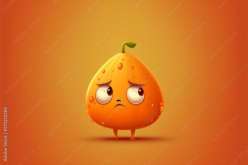 Cute orange fruit avatar expressing a confused and unsure emotion ...