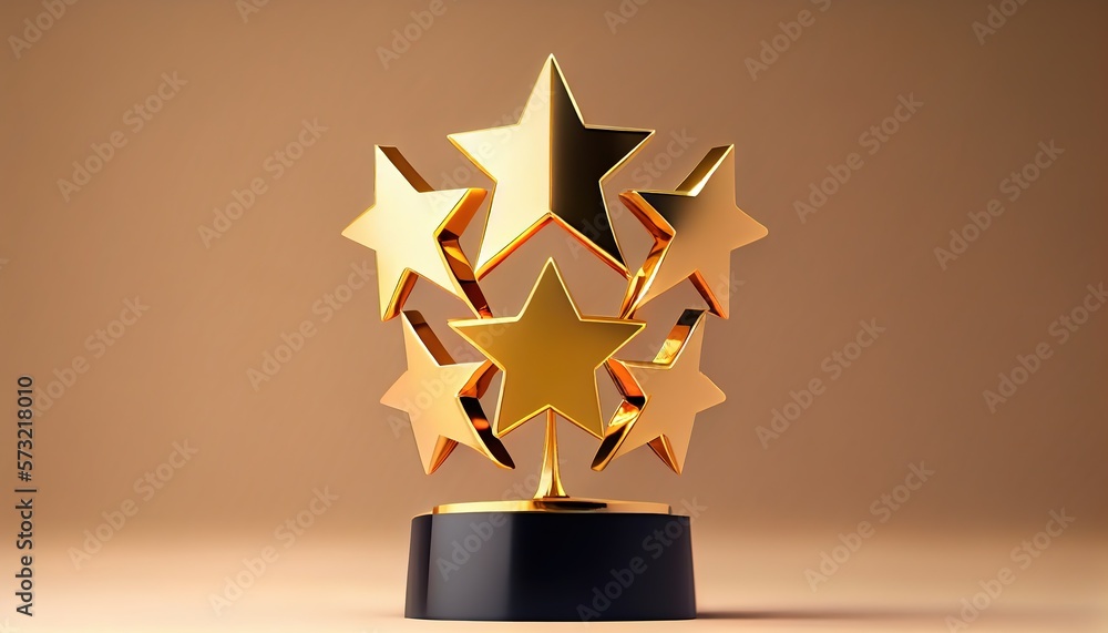 Gold five star rating trophy success award symbol on _1.jpg Stock ...