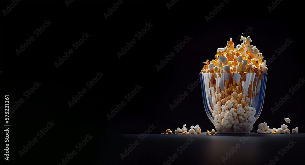 popcorn, flying popcorn realistic 3D, product showcase for food ...