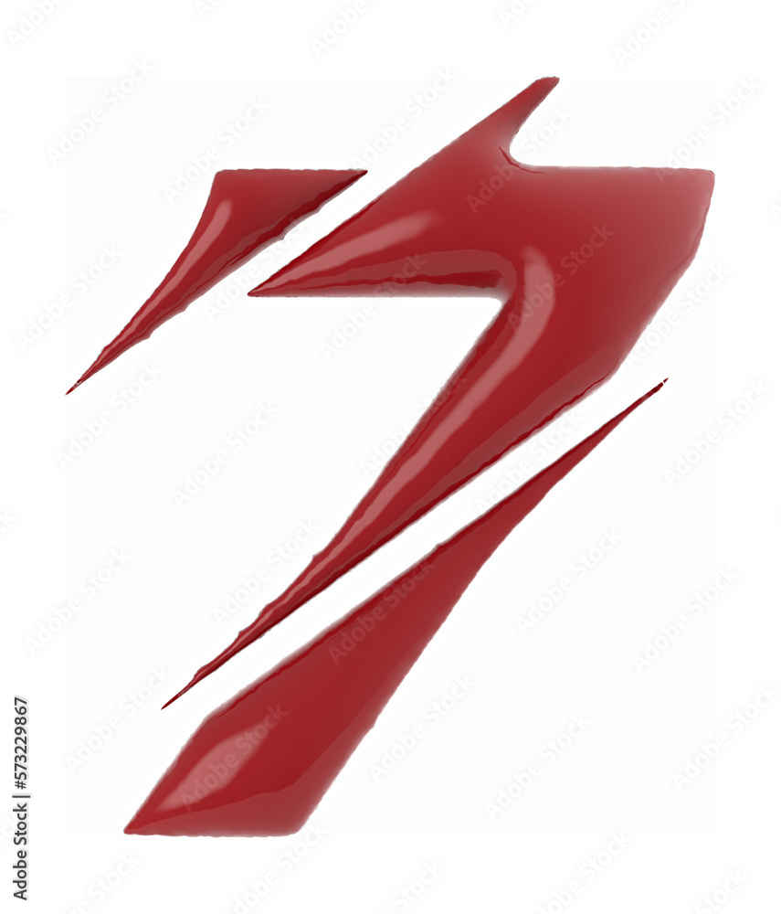 number 7 rough edge sliced font isolated - 3d rendering ilustração do ...