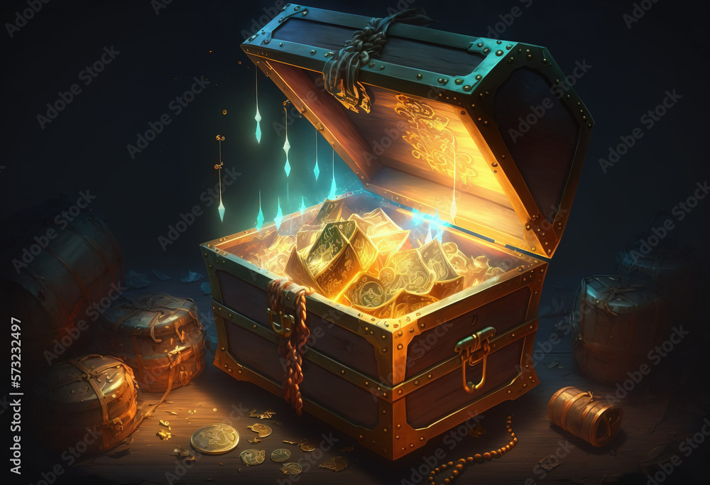 open treasure chest. sketch art for artist creativity and inspiration ...