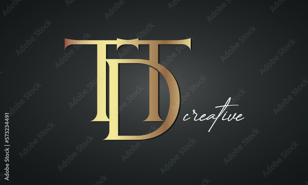 luxury letters TDT golden logo icon premium monogram, creative royal ...