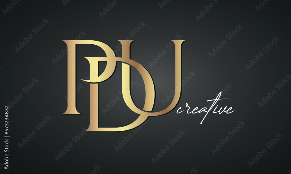 luxury letters PDU golden logo icon premium monogram, creative royal ...