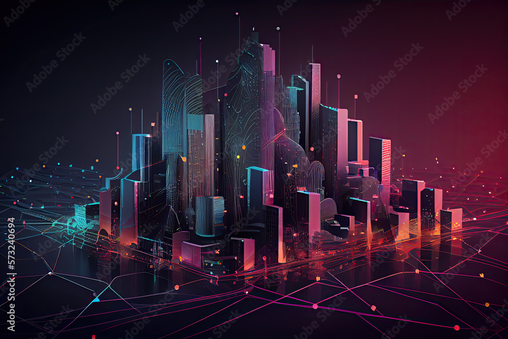Abstract line and dot connection represent cloud and big data ...