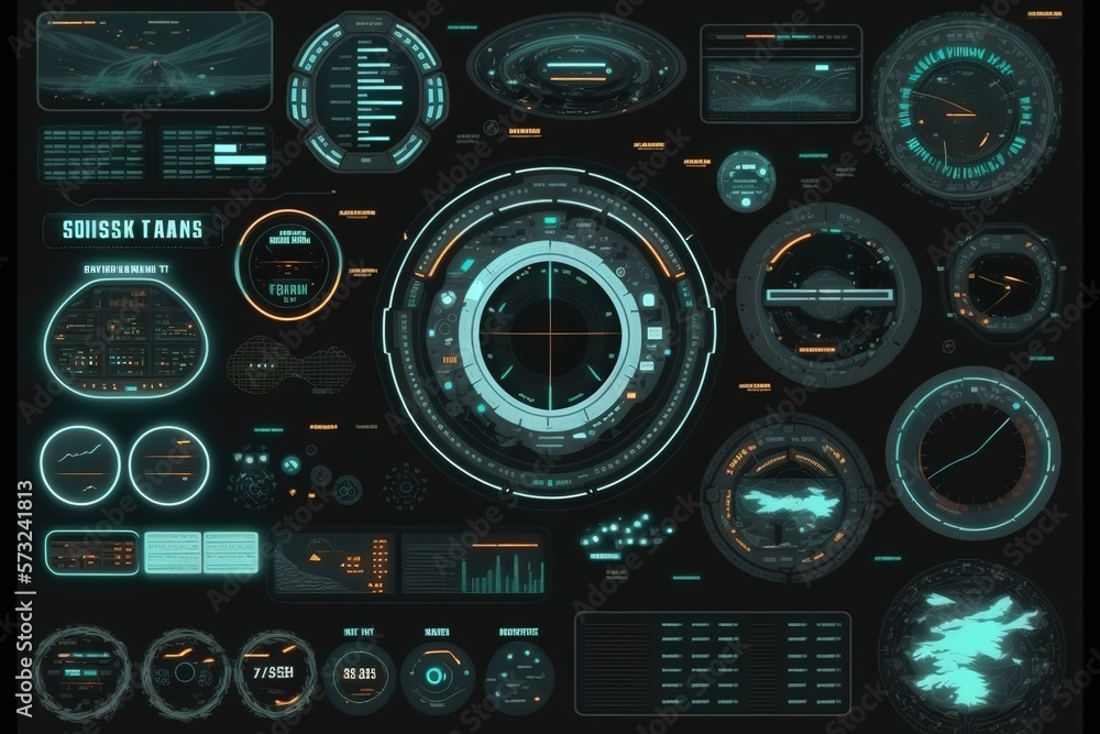 Sci-fi digital interface HUD elements mega set pack. User Interface ...