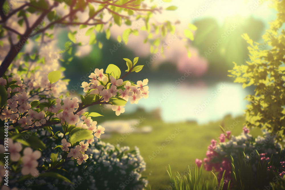 beautiful Spring background minimalist with Trees Stock Illustration ...