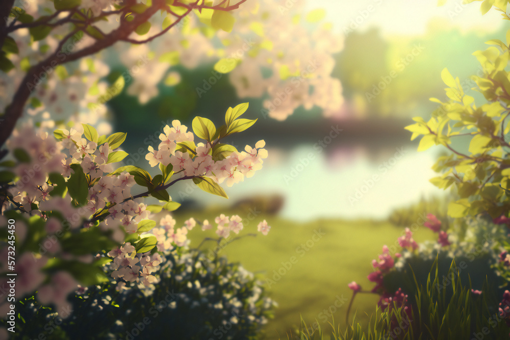 beautiful Spring background minimalist with Trees Stock Illustration ...