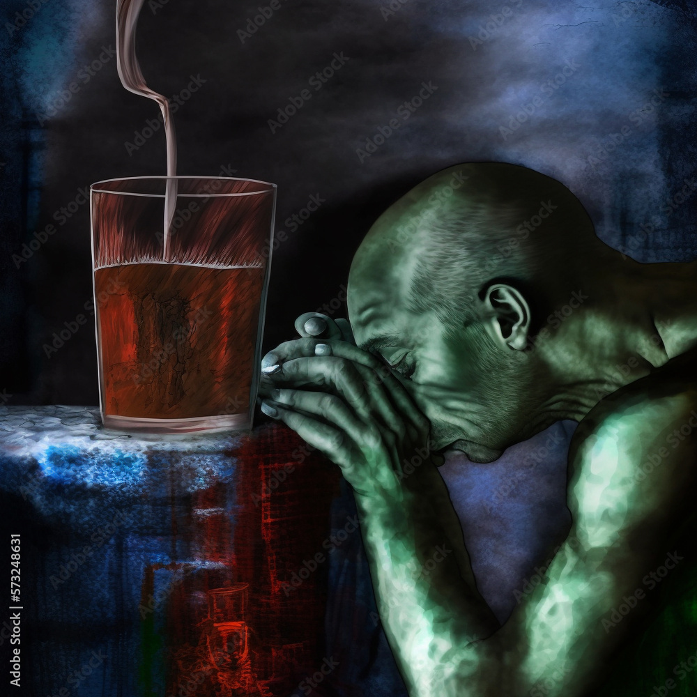 Illustration depicting the devastating effects of alcohol addiction on ...