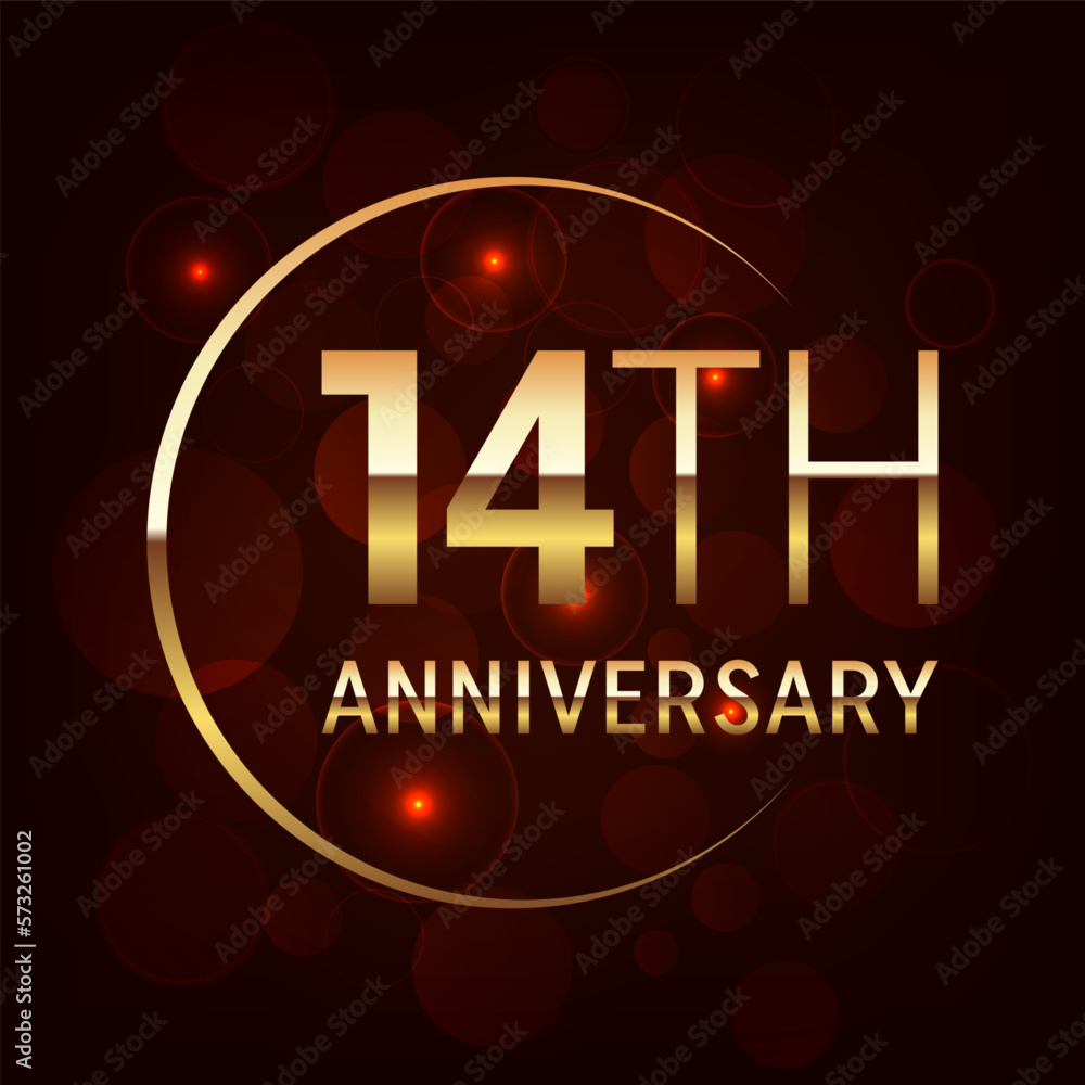 14th Anniversary logo design with golden number and text for ...