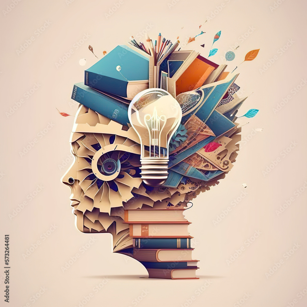 Concept for representing human knowledge. AI generated. Stock ...