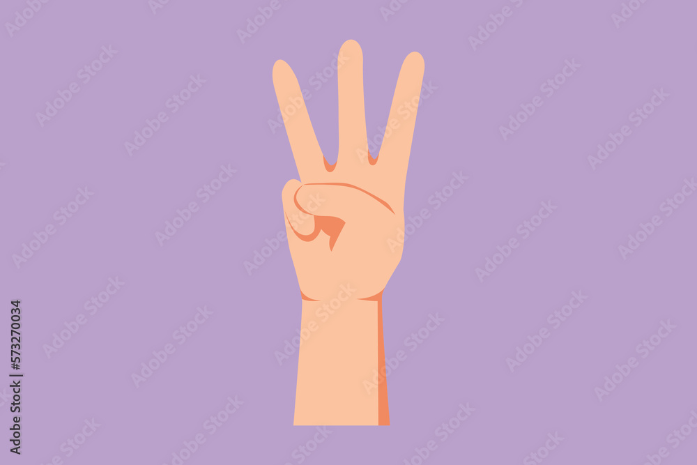 Graphic flat design drawing hand gesture with third place symbol ...