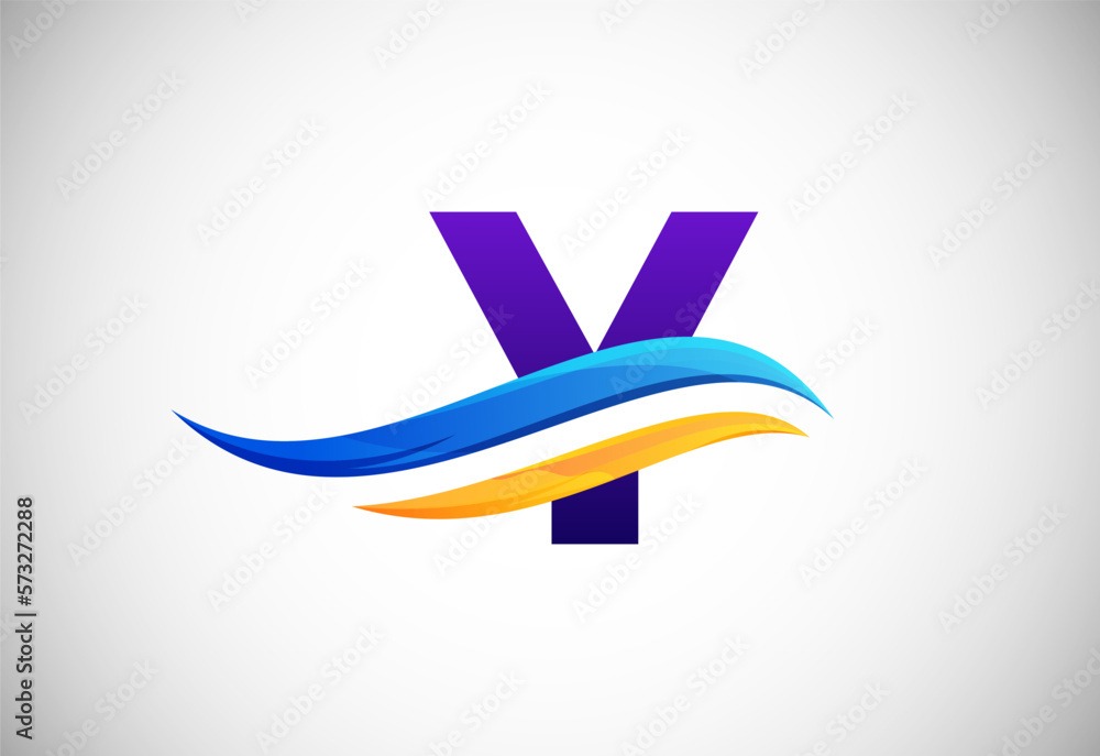 Initial Y alphabet with swoosh or ocean wave logo design. Graphic ...
