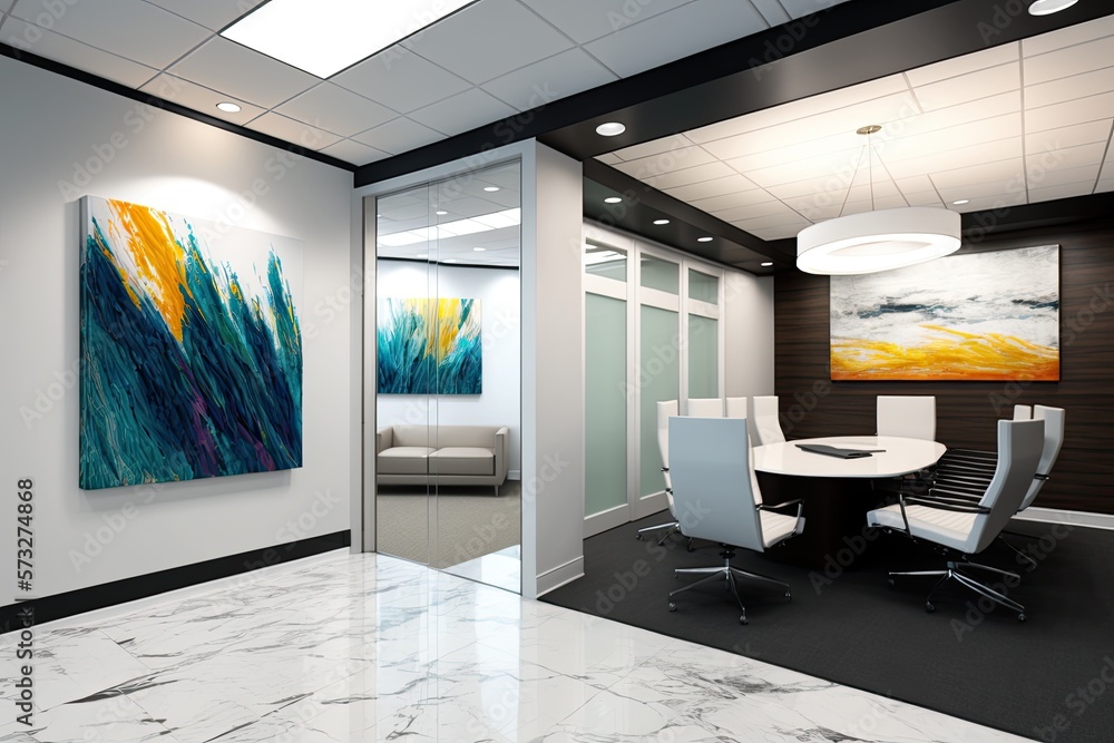 office lobby Two conference rooms are located on either side of a large ...
