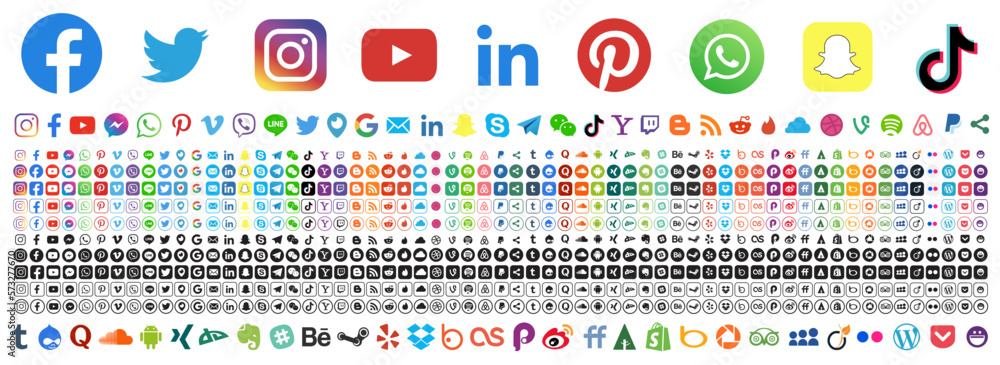 all social media icons Stock Vector | Adobe Stock