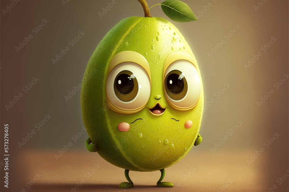 a cute adorable fruit character 3D Illustration isolated on a solid ...