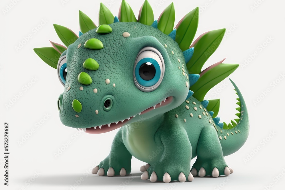 a cute adorable dinosaur character isolated on a solid background with ...