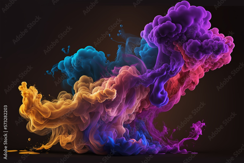 Cloudy amazing colorful rainbow paint color powder cloud isolated wide ...