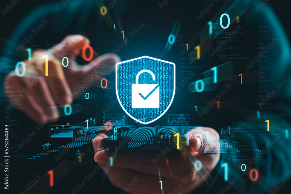 Cybersecurity Privacy Data Protection Concept Businessman Holding Key Protect Business And