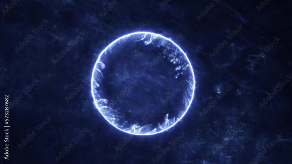 Energy blue color geometric circle on a dark background. Easy to add ...